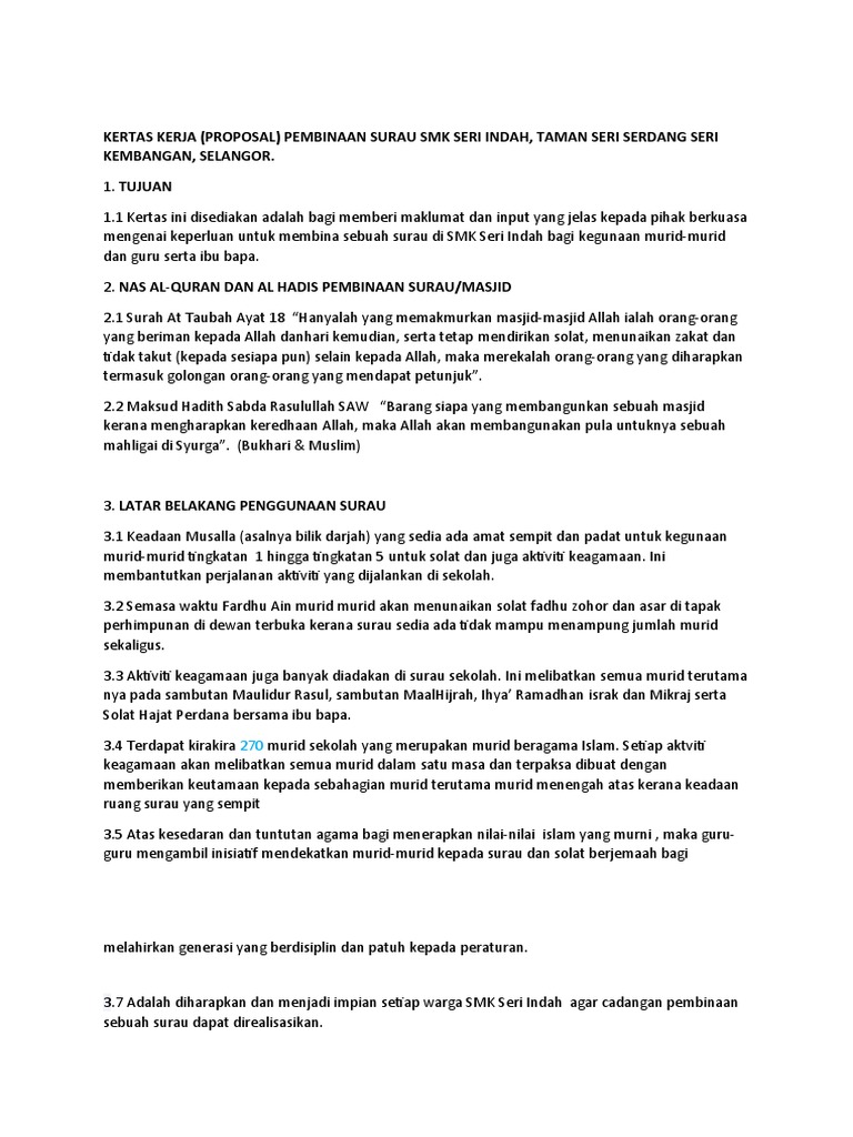 Kertas Kerja Pembinaan Surau Pdf