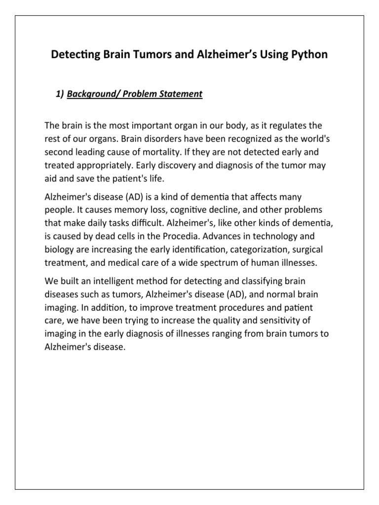 46 Detecting Brain Tumors and Alzheimer's Using Python PY046 | PDF