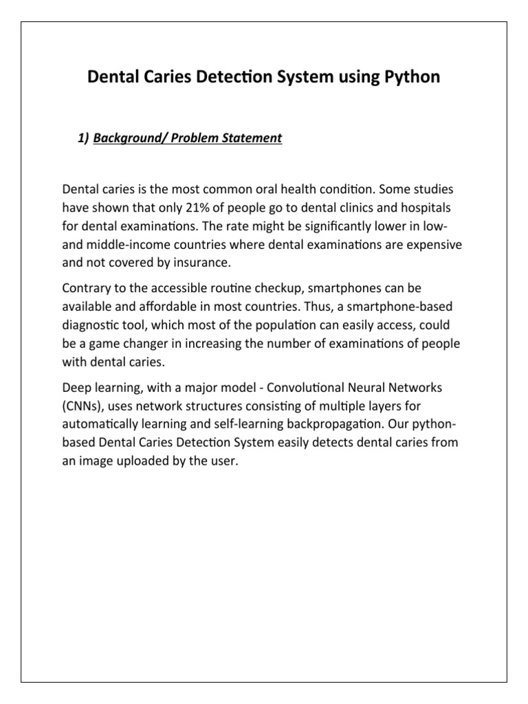 71 Dental Caries Detection System Using Python PY071 | PDF | Deep Learning | Dentistry