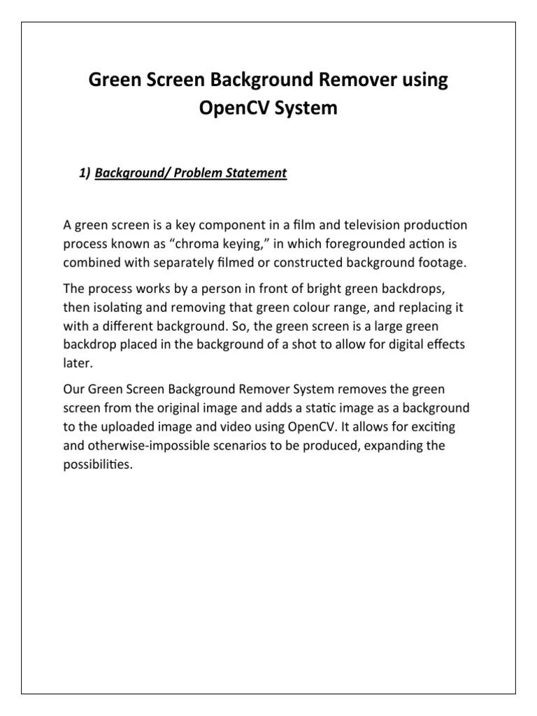 62 Green Screen Background Remover Using OpenCV System PY062 | PDF ... 62 Green Screen Background Remover Using OpenCV System PY062 | PDF ...