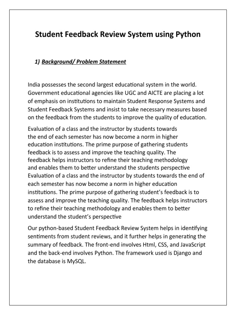 76 Student Feedback Review System Using Python PY076 | Download Free PDF | Computing ...