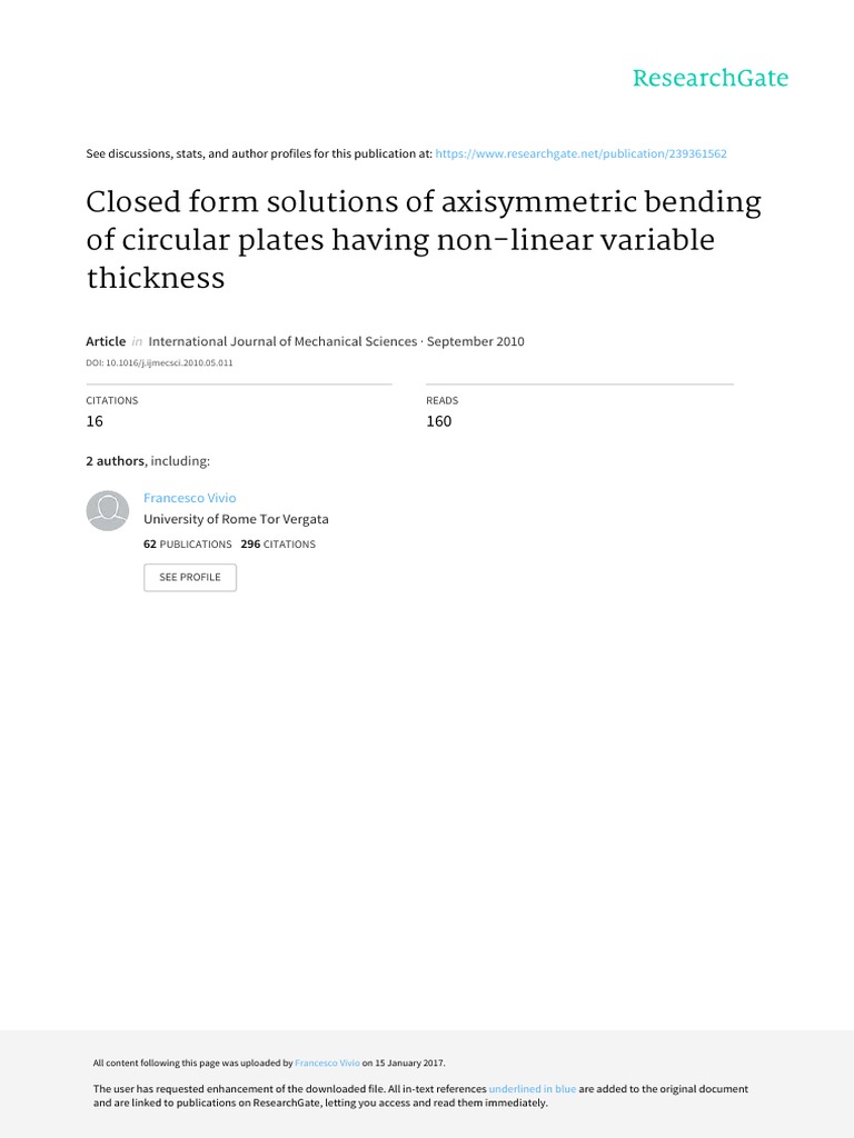 Closed Form Solutions of Axisymmetric Be | PDF | Equations | Nonlinear ...