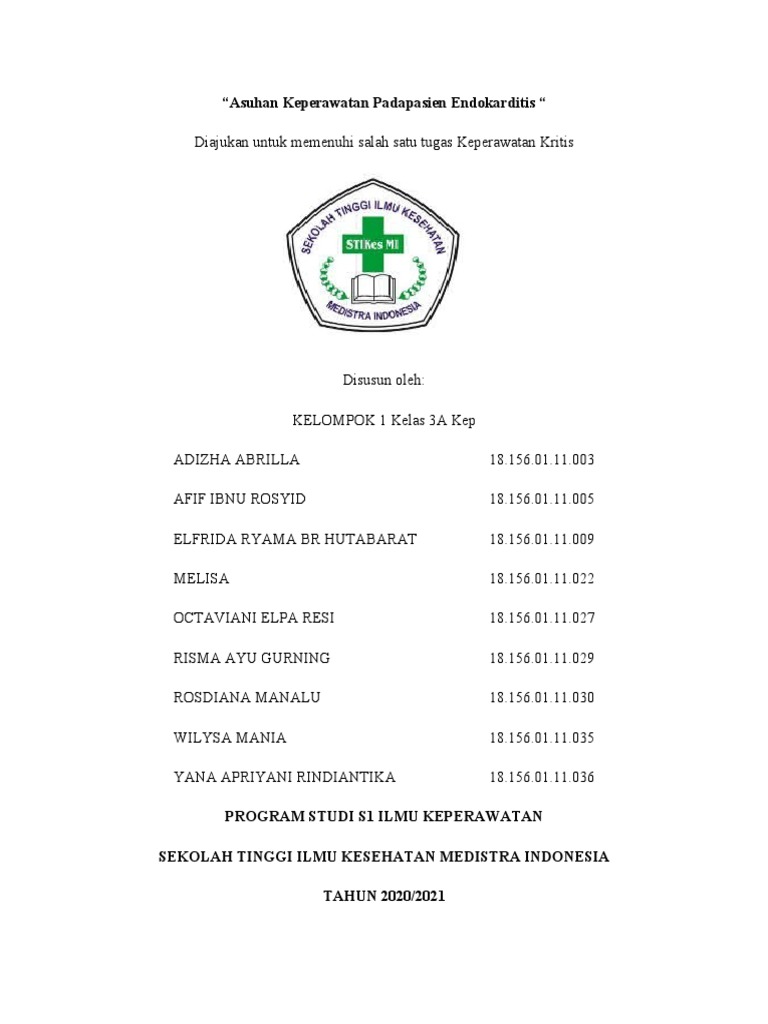 KEL.1 Kep. Kritis (Asuhan Keperawatan Padapasien Endokarditis) | PDF