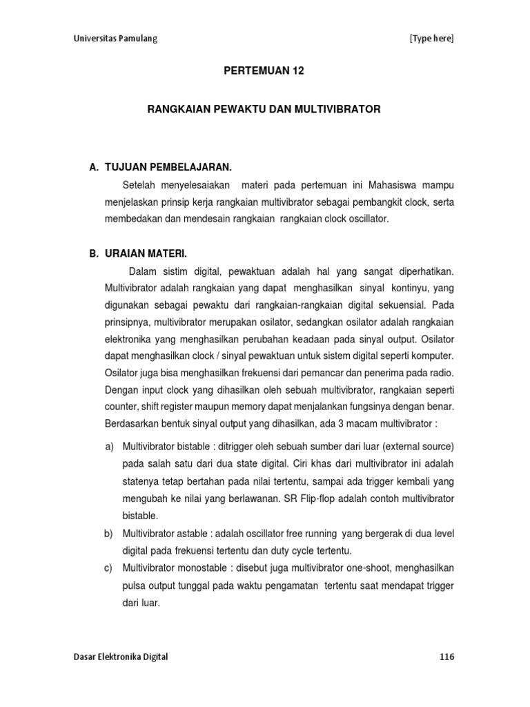 Rangkaian Pewaktu & Multivibrator | PDF