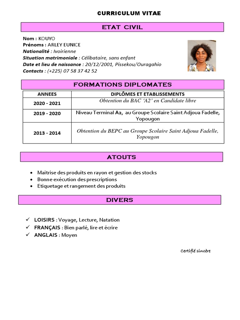 CV - Eunice | PDF