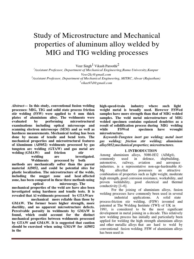 Study of Microstructure and Mechanical Properties of Aluminum Alloy ...