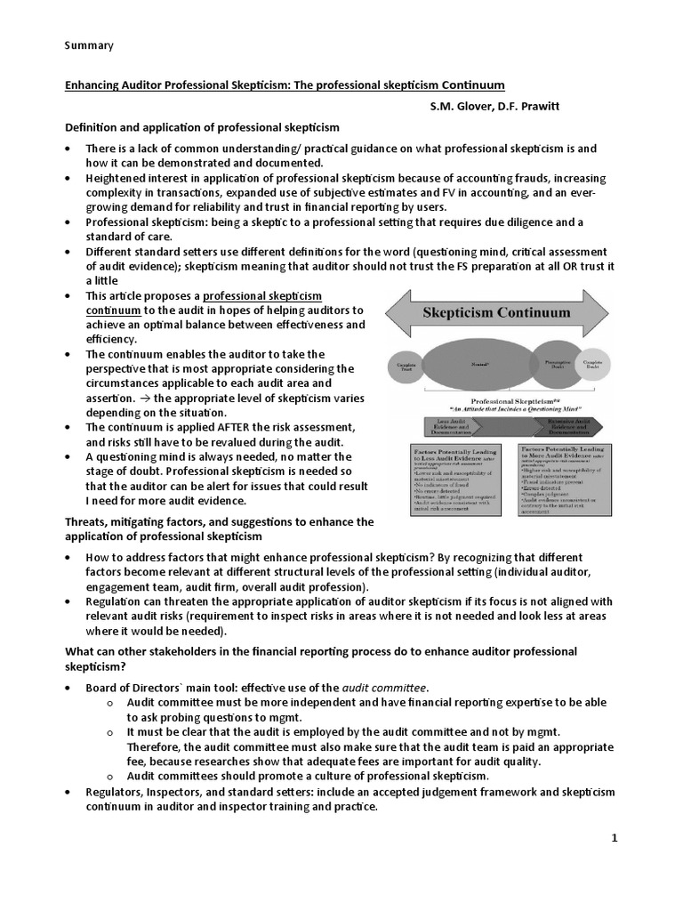 Enhancing Auditor Skepticism - Professional Skepticism Continuum | PDF ...