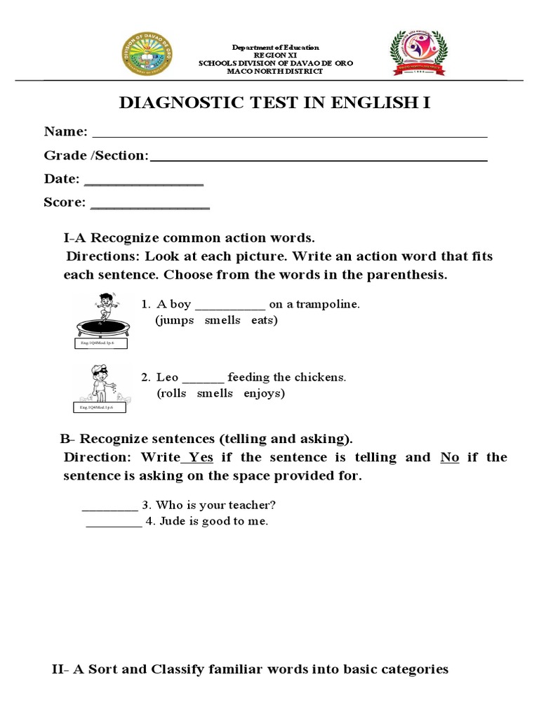 Diagnostic Exam English | PDF