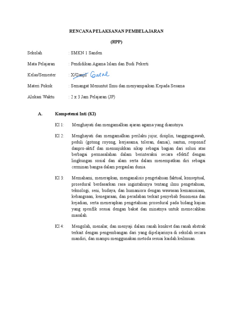 Contoh Anom - RPP - II | PDF | Karier & Perkembangan