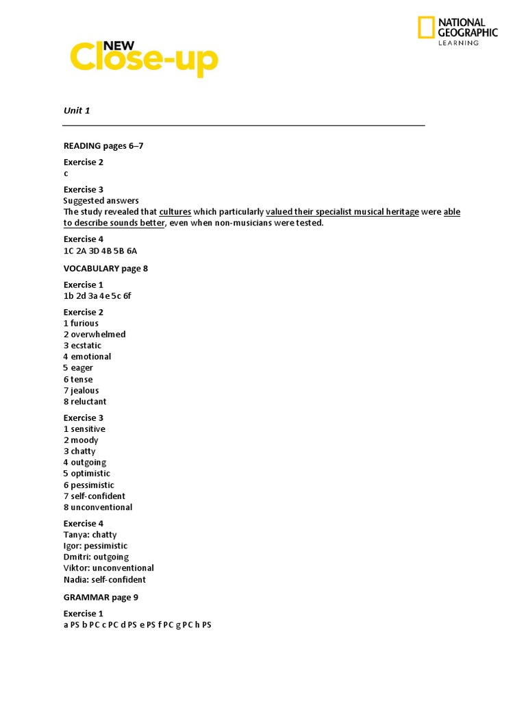 Students Book Answer Key B2plus Pdf Nonverbal Communication