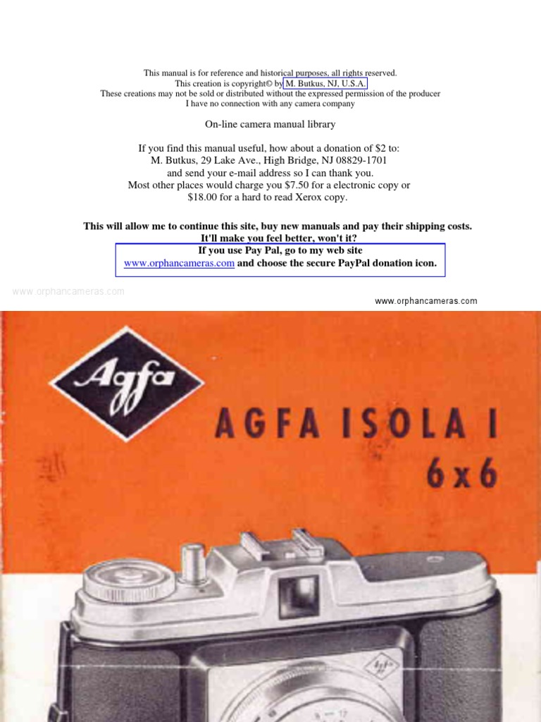 Agfa - Isola - I - 6x6 Manual | PDF