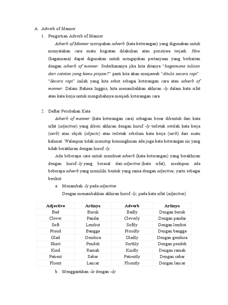 Adverb of Manner-Risalah | PDF