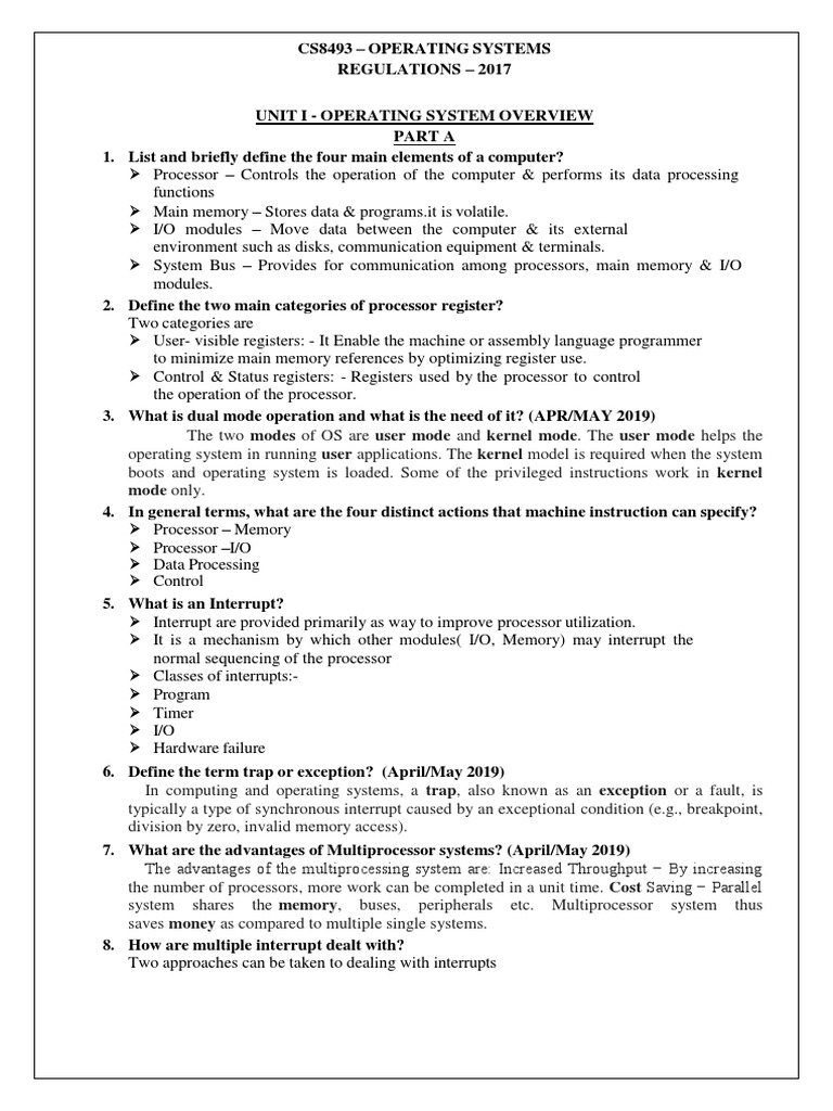 Cs8493 Operating Systems Question Bank Pdf Operating System Booting 