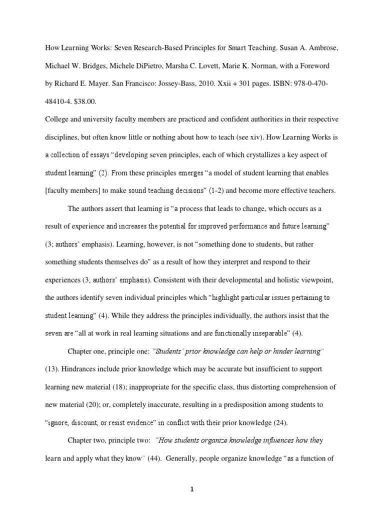 How Learning Works Seven Research Based | PDF