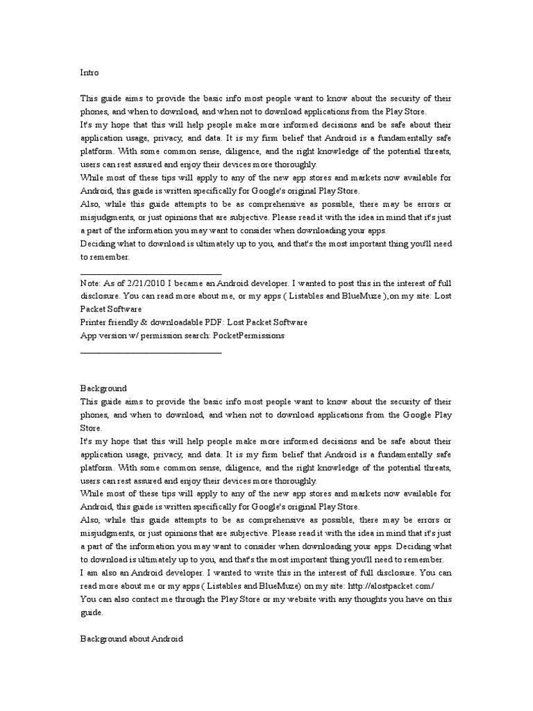 Android App Permissions | PDF | Google Play | Android (Operating System)