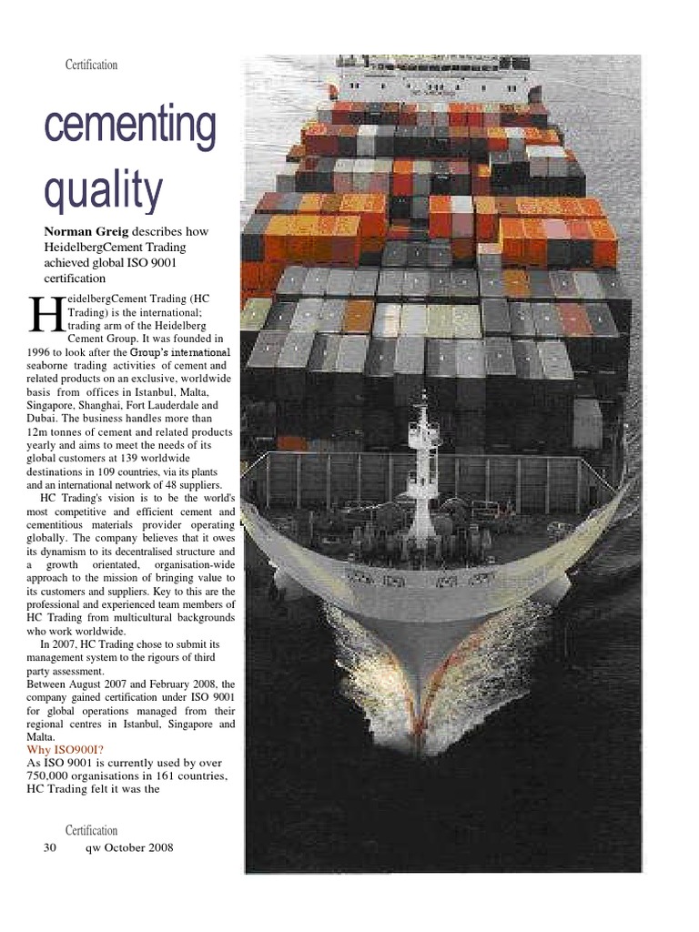 Qwarticle Cementing Quality Iso90001 | PDF