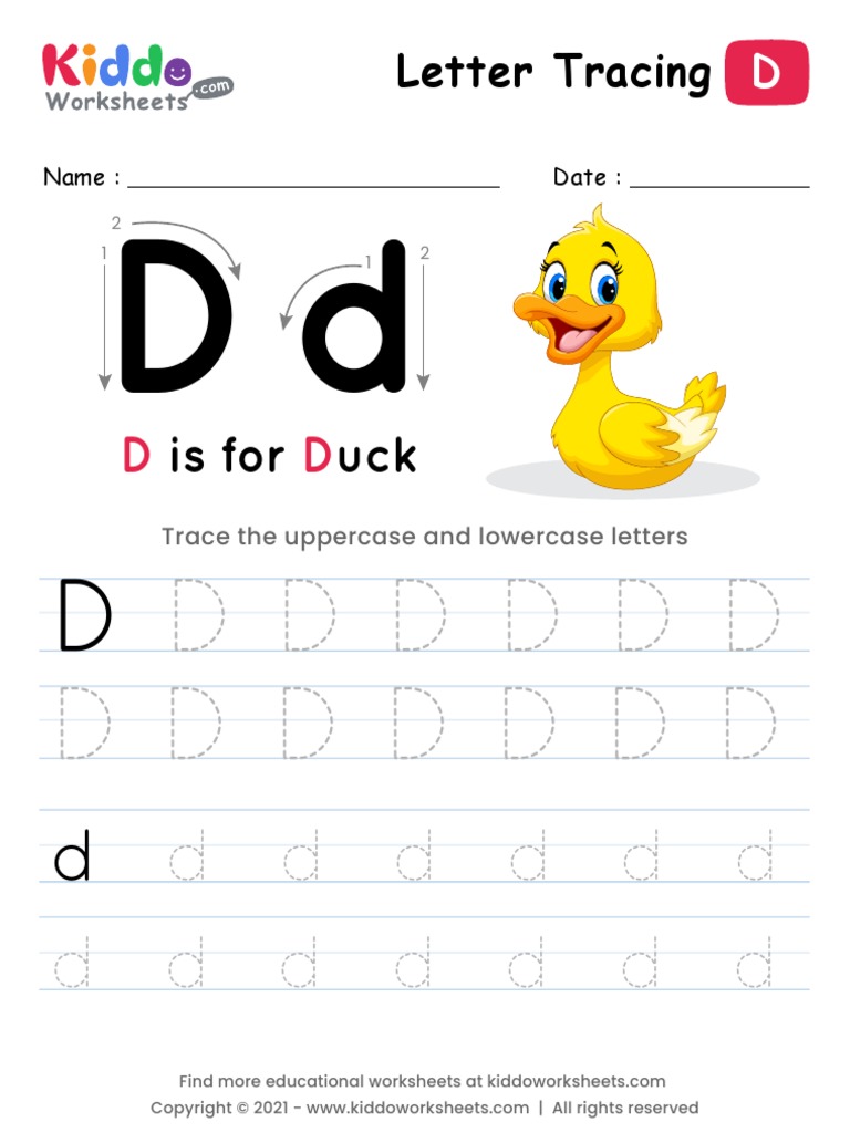 Letter Tracing Alphabet D Worksheet | PDF