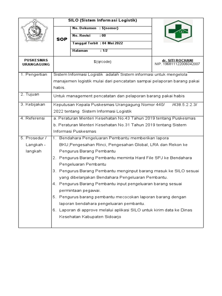Master Sop Aplikasi Sistem Informasi Puskesmas | PDF