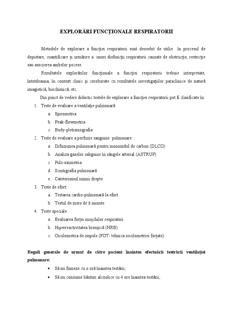 Explorari Functionale Respiratorii | PDF