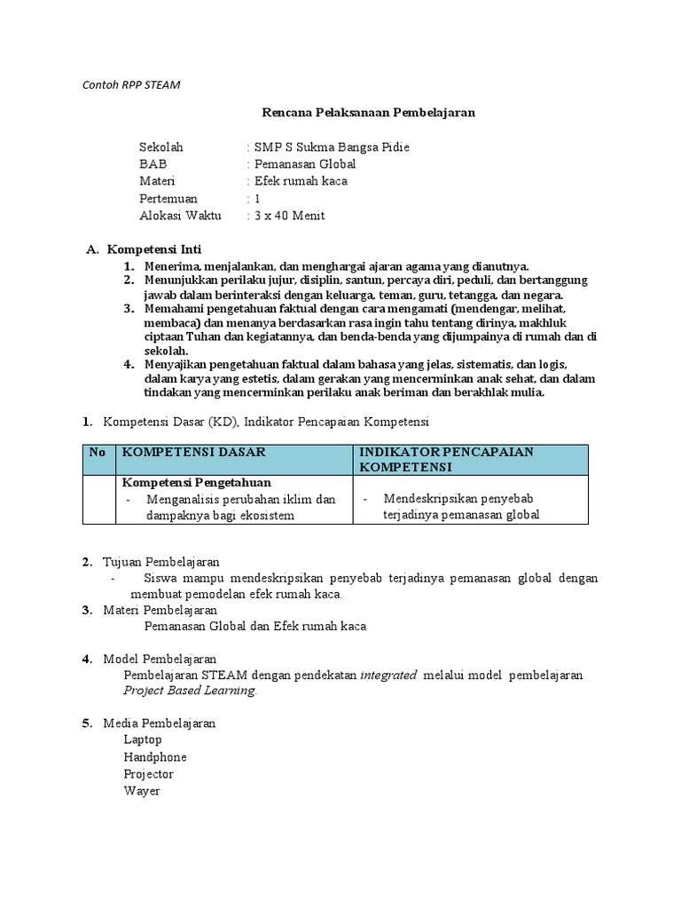 Contoh RPP STEAM | PDF