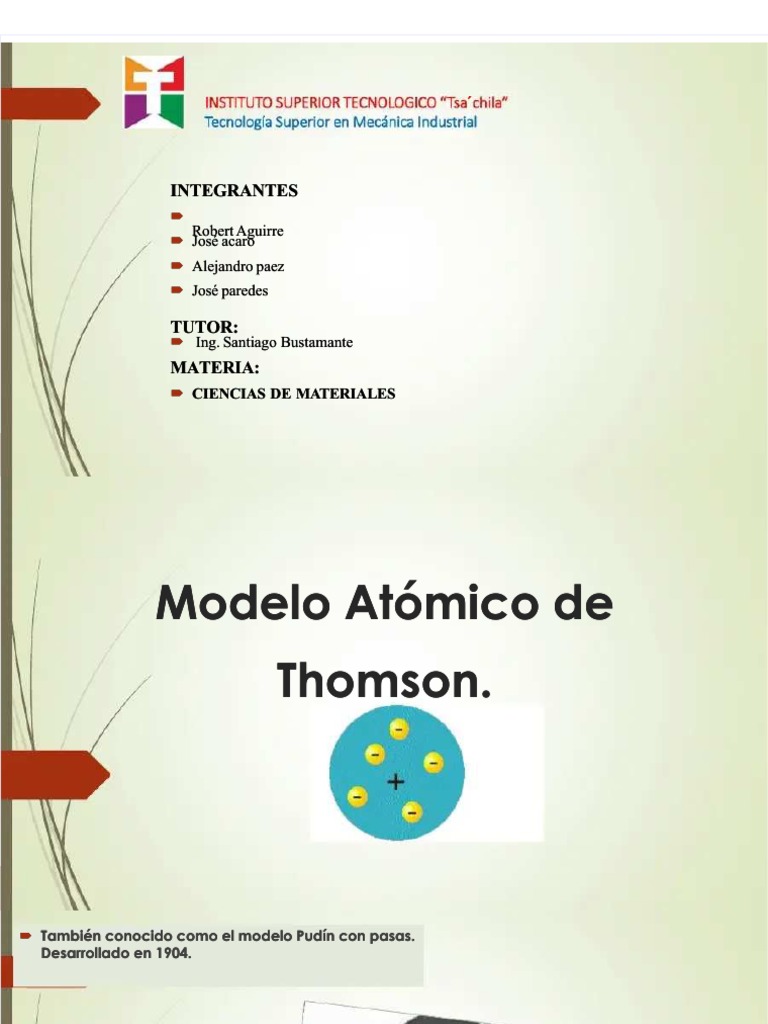 Modelo Atomico de Thomson | PDF | Electrón | Átomos