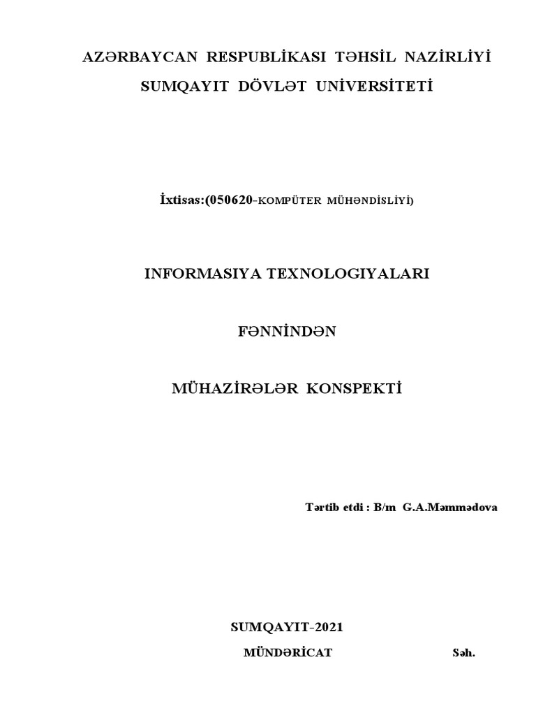 İnformasiya Texno - Müh | PDF