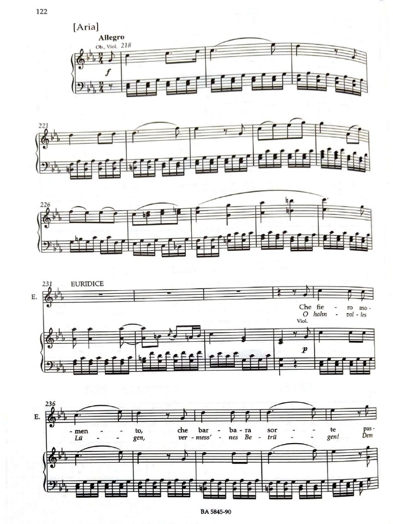 Che Fiero Momento - Euridice - Gluck | PDF