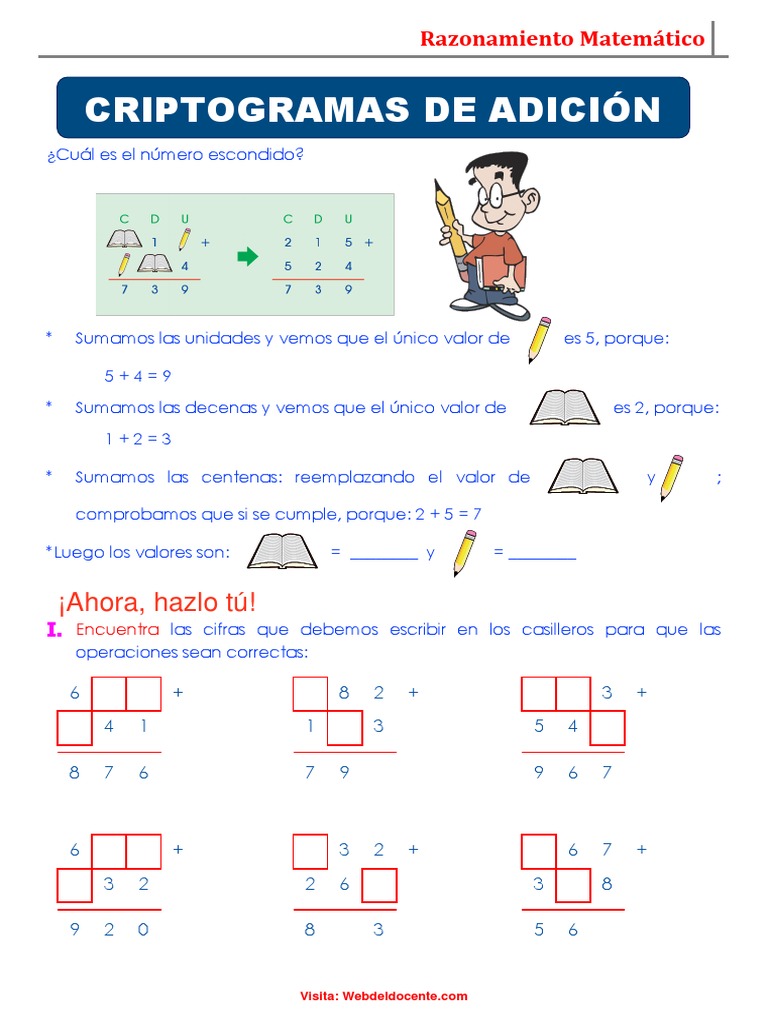 Criptogramas de Adición para Tercer Grado de Primaria | PDF | Epistemología de la ciencia ...