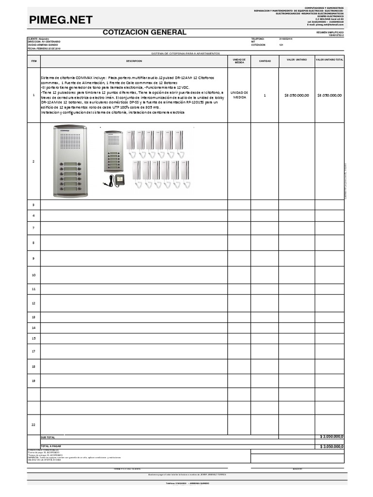 Sistema de Citofonía para Apartamentos | PDF