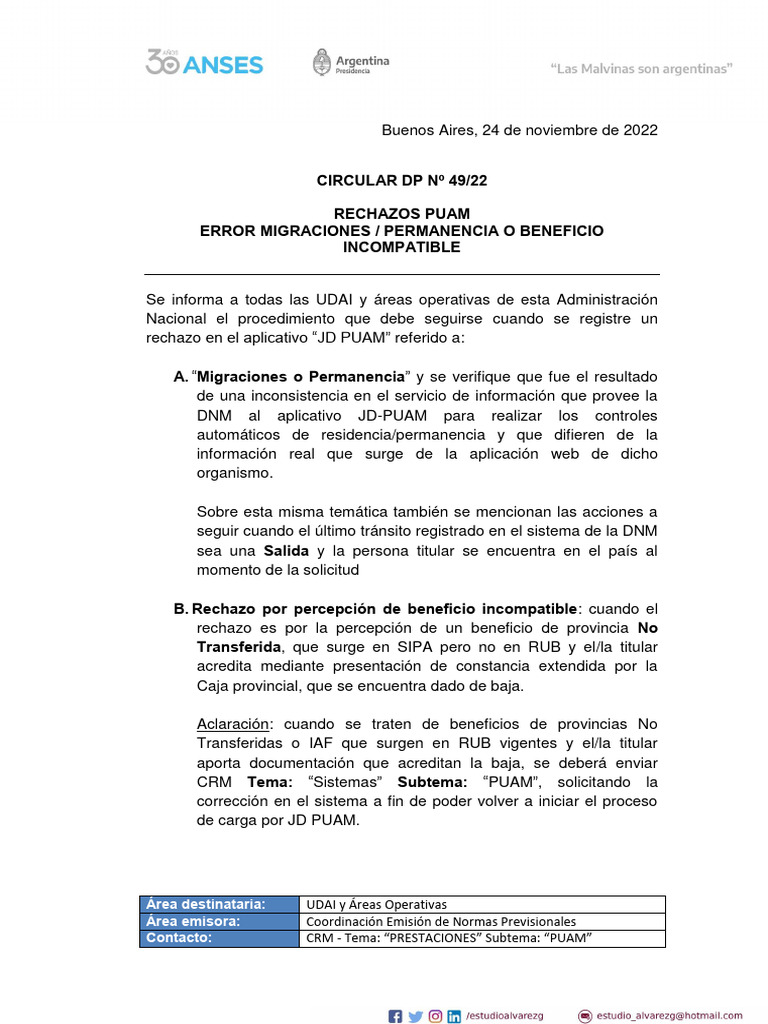 Procedimiento Rechazos PUAM 2022 | PDF