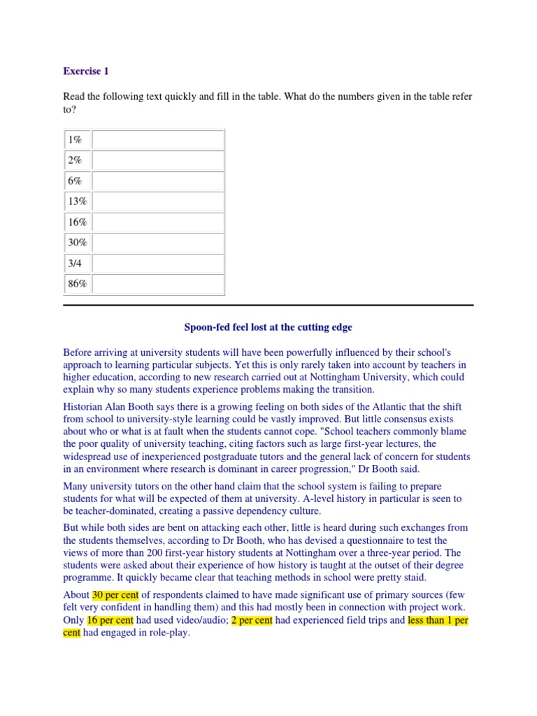 Exercises For Scanning 1 | PDF