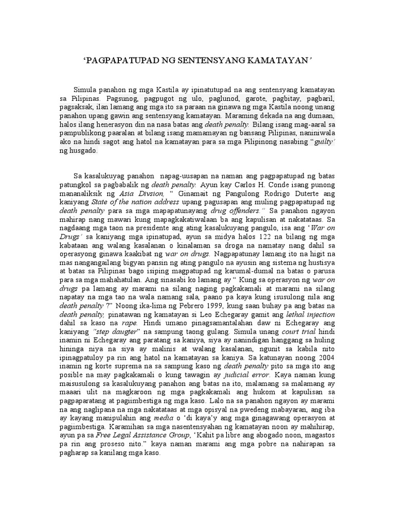 Posisyong Papel (Sentensyang Kamatayan) | PDF