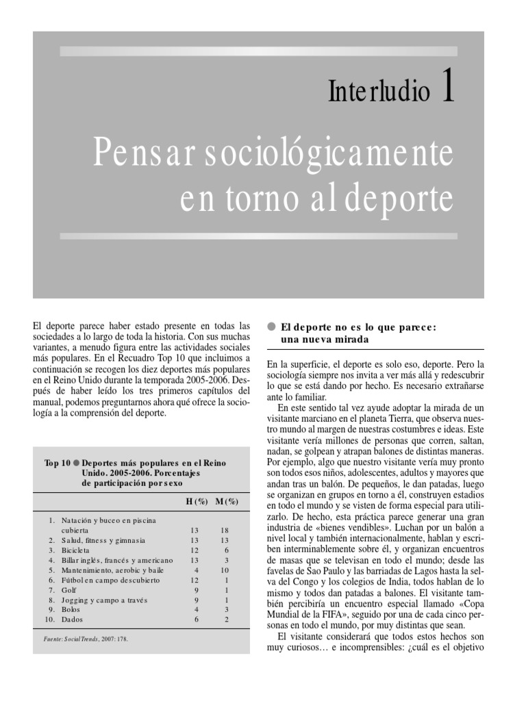 Deportes y Sociología: Análisis Social | PDF