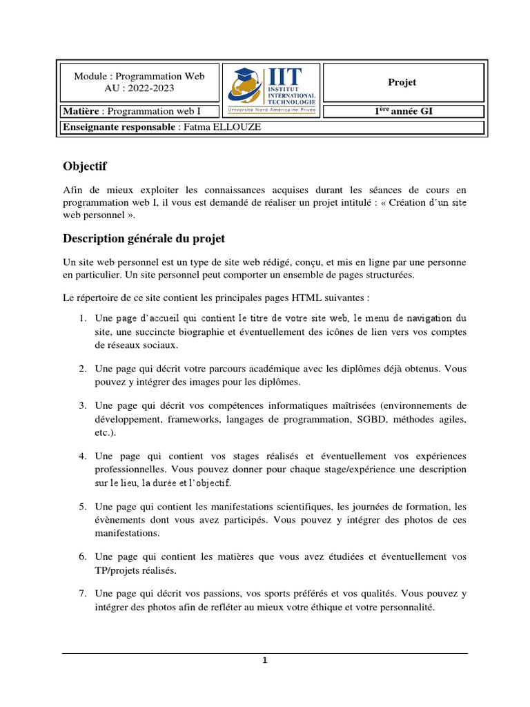 Projet de création d'un site web personnel | PDF | Internet | Internet ...