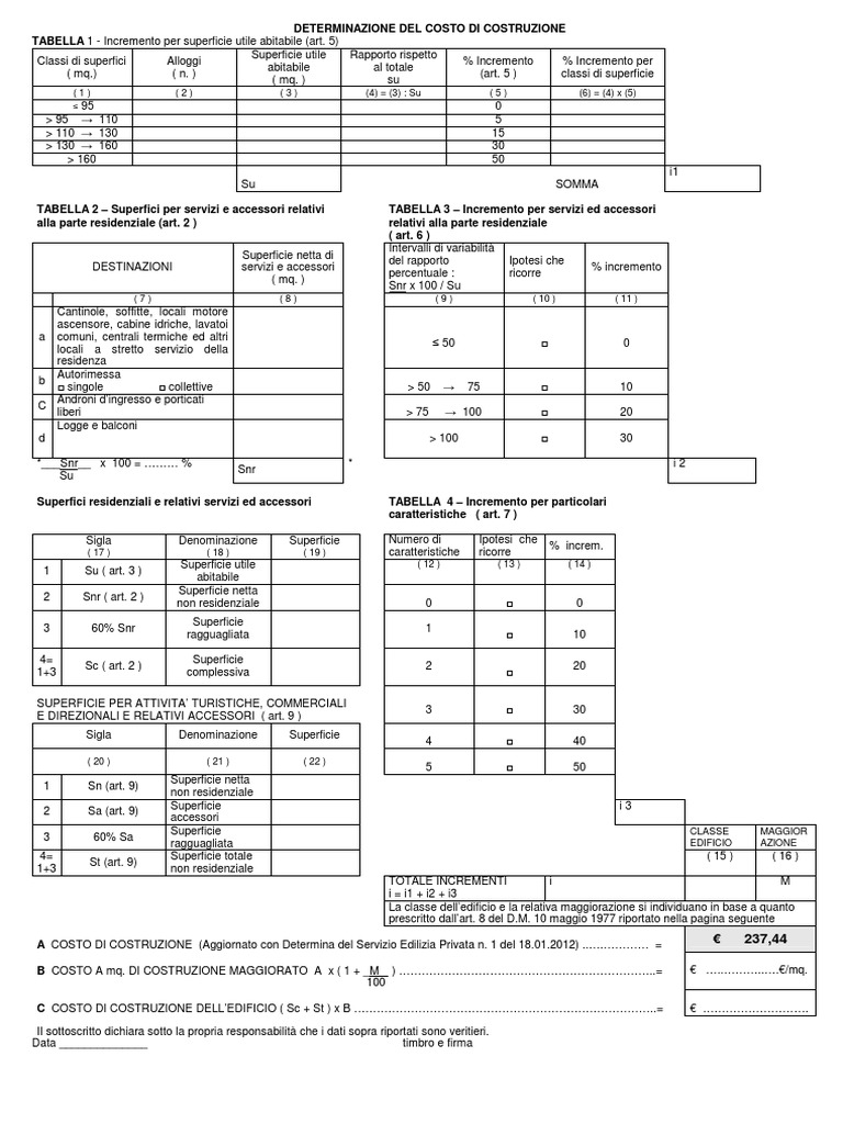 Oneri - Tabella | PDF