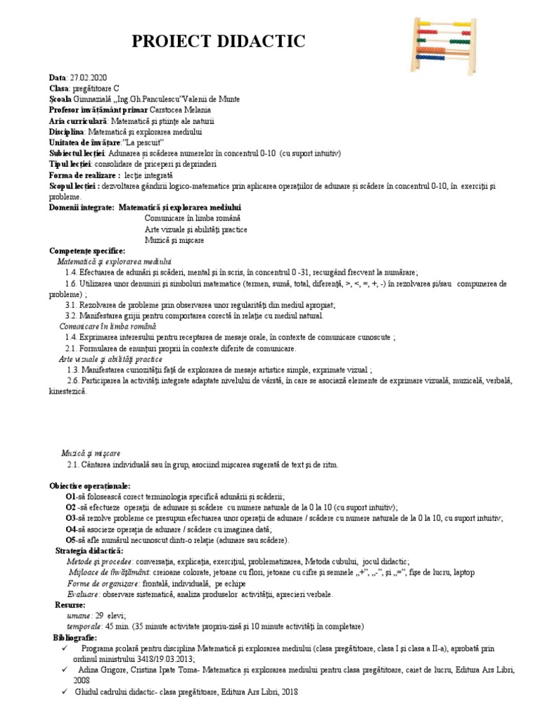 PROIECT DIDACTIC Bun Comisie | PDF