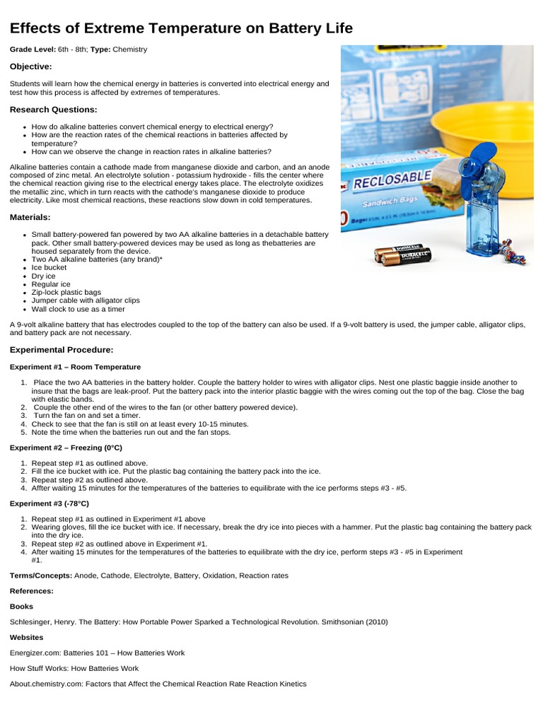 Effect Temperature Battery Life | PDF | Energy Storage | Chemistry