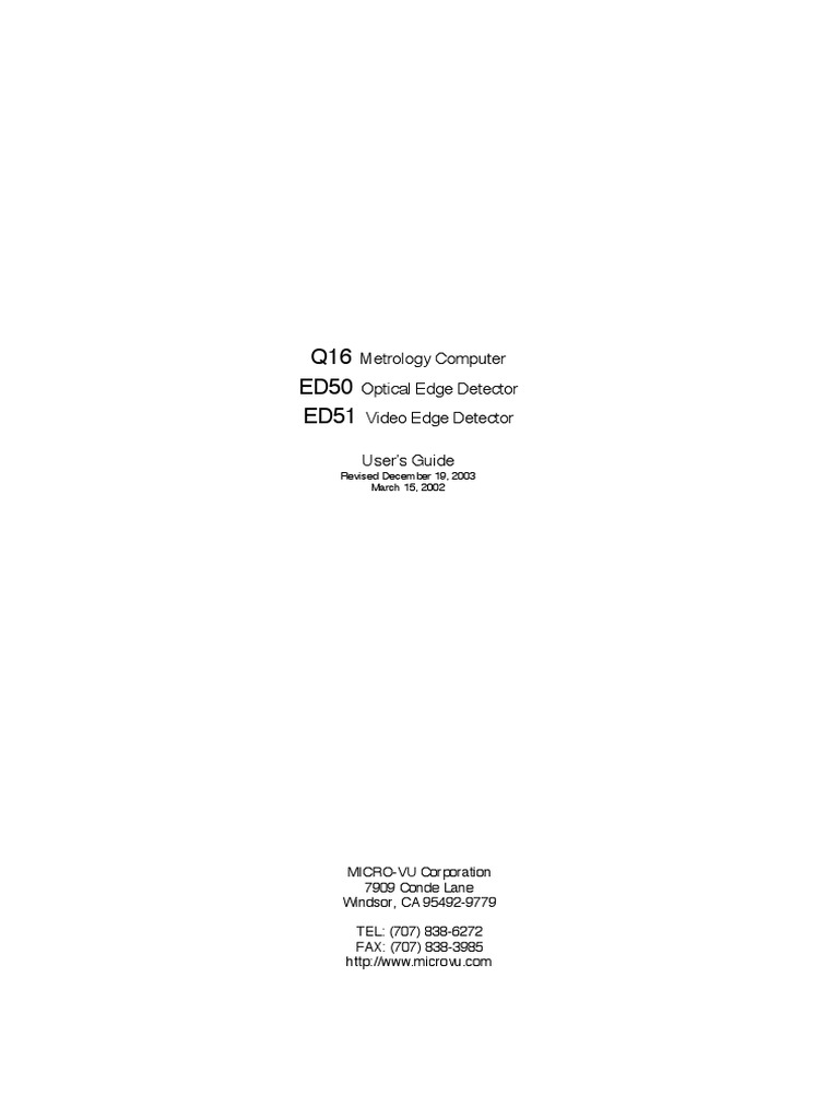 Micro-Vu-Q16 Manual 0312191 | PDF