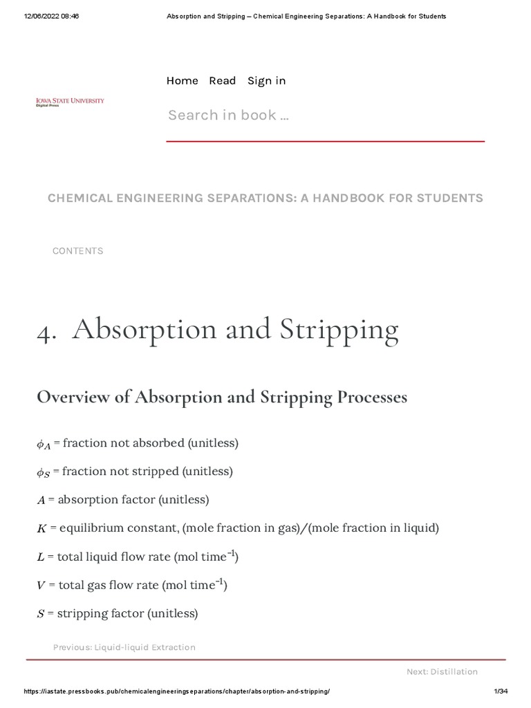 Absorption and Stripping in Engineering | PDF
