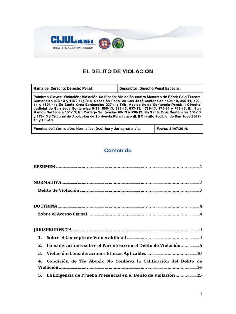 El Delito de Violacion | PDF | Violación | Derecho penal