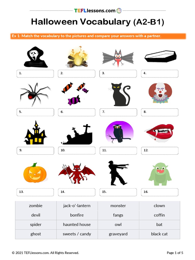 Halloween Vocabulary A2 b1 Teacher | PDF | Halloween | Supernatural Legends