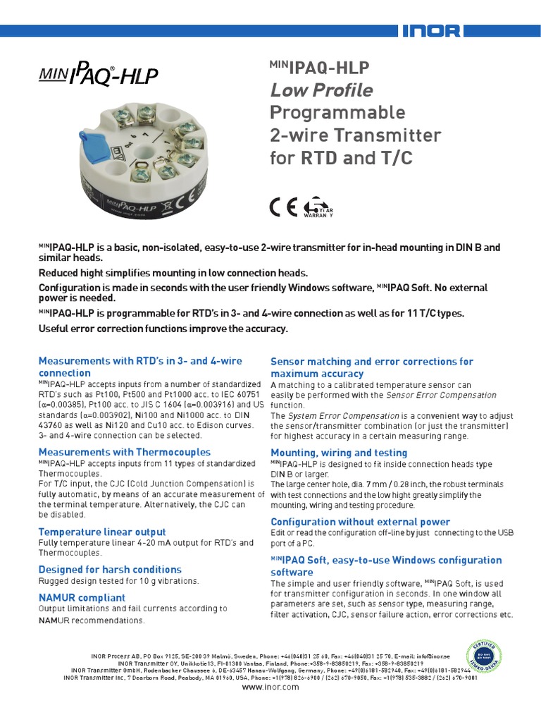 T - INOR MinIPAQ - HLP - Datasheet | PDF