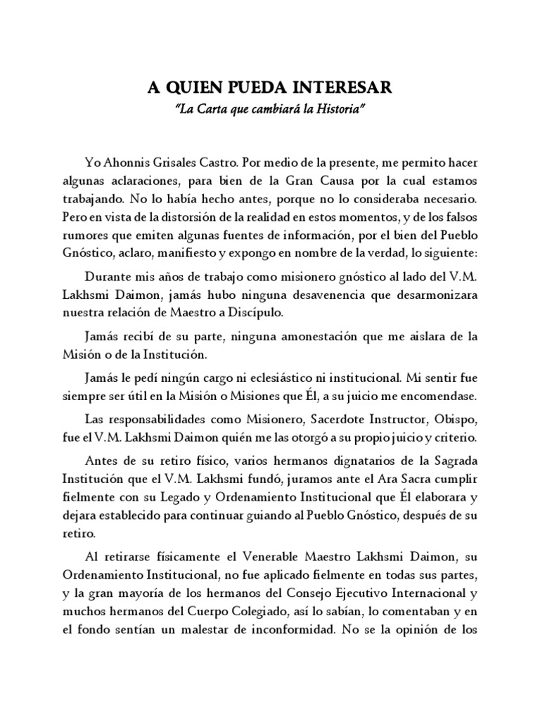 A Quien Pueda Interesar. | PDF | Gnosticismo