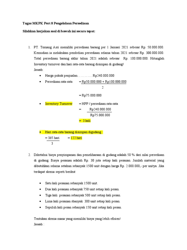 Tugas MKPK Pert 9 Pengelolaan Persediaan | PDF