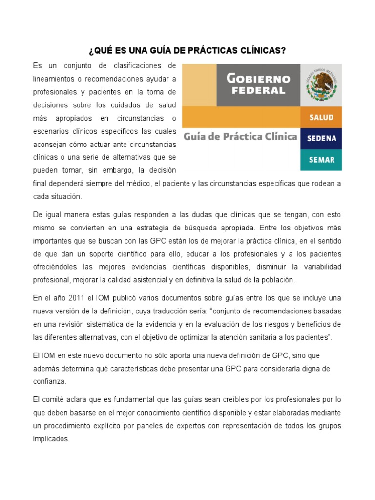 Qué Es Una Guía de Prácticas Clínicas | PDF | Enfermería | Cuidado de ...