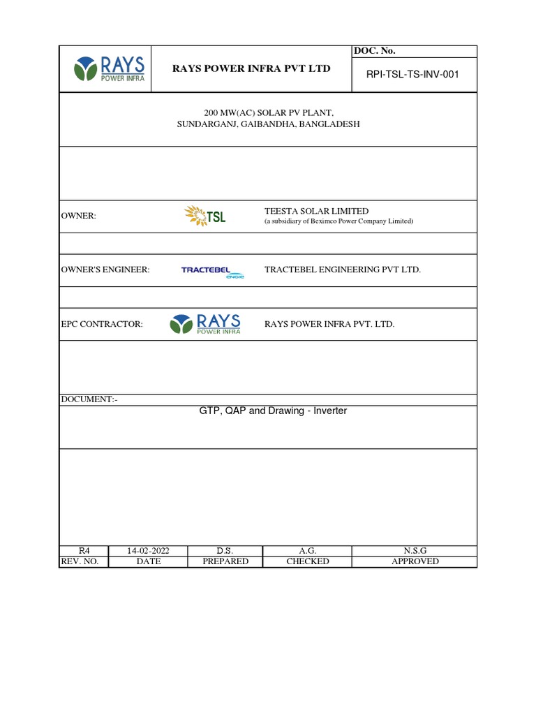 GTP, QAP & Drawing of Inverter | Download Free PDF | Alternating ...