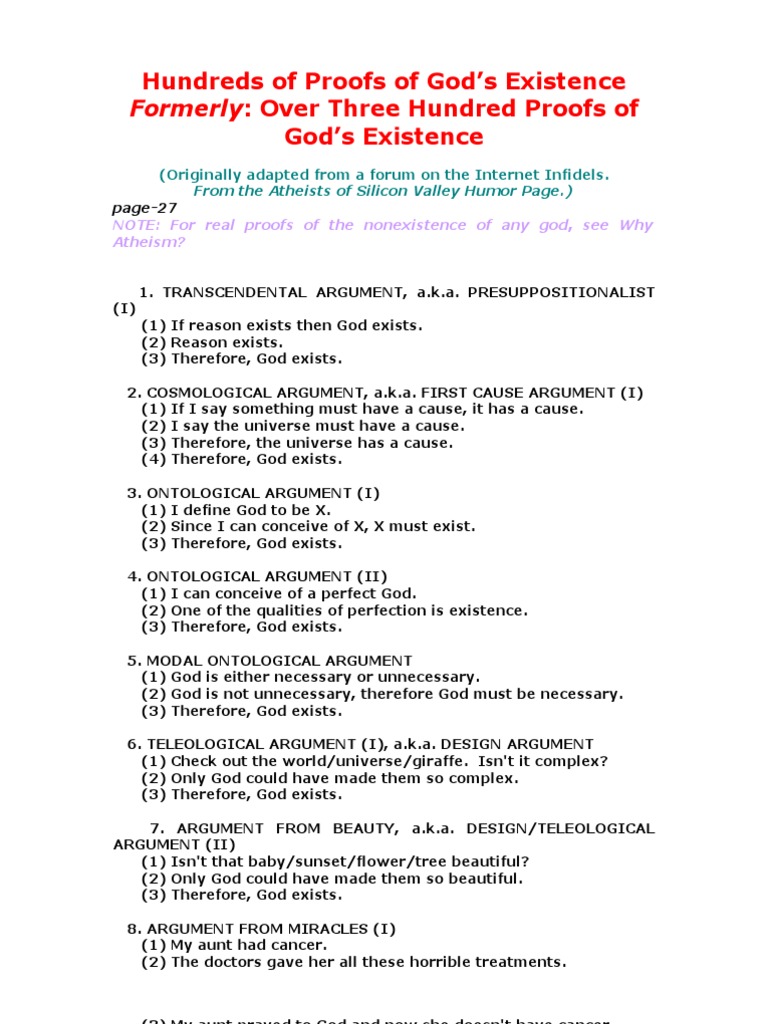 Hundreds of Proofs of God's Existence-From The Atheists of Silicon ...