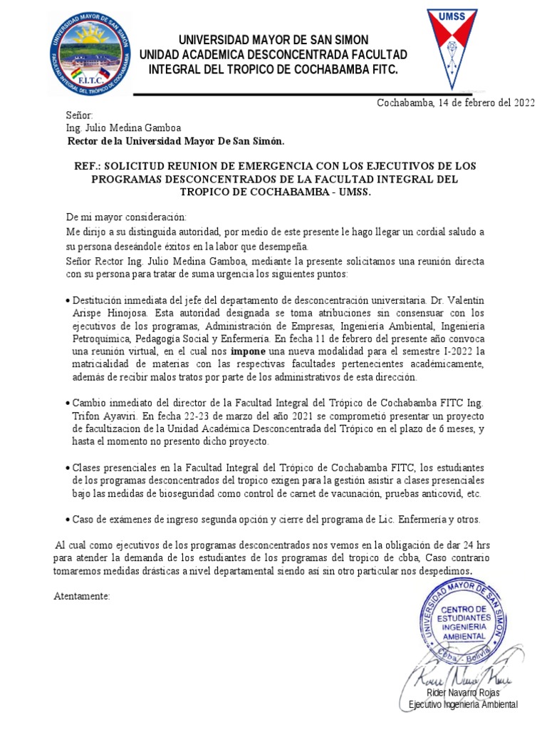 Carta Rectorado | PDF