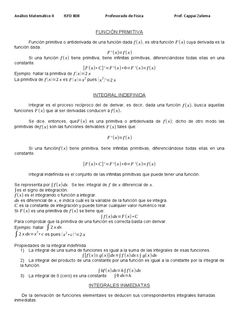 Unidad 4 Integrales Indefinidas | PDF | Integral | Derivado