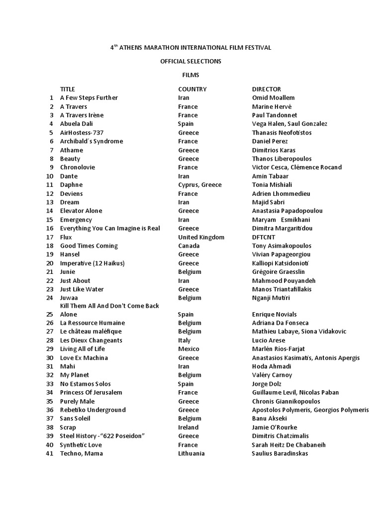 Official Selections | PDF